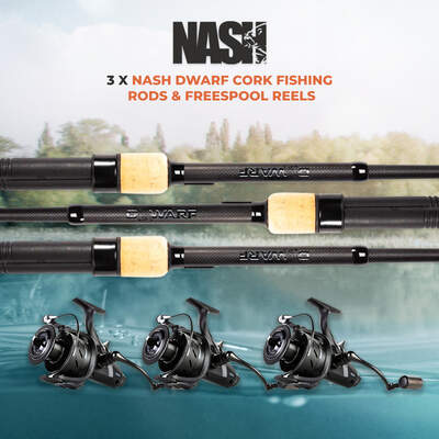 Public Record: 3 x Nash Dwarf Cork Fishing Rods & Freespool Reels ...